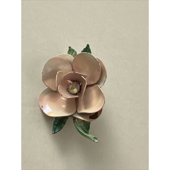 Unbranded | Jewelry | Vintage Pink Rose Flower Metal Pin Brooch D ...